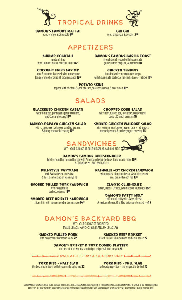 Damon’s OTU dinner menu 2020 pg1 – Damon's