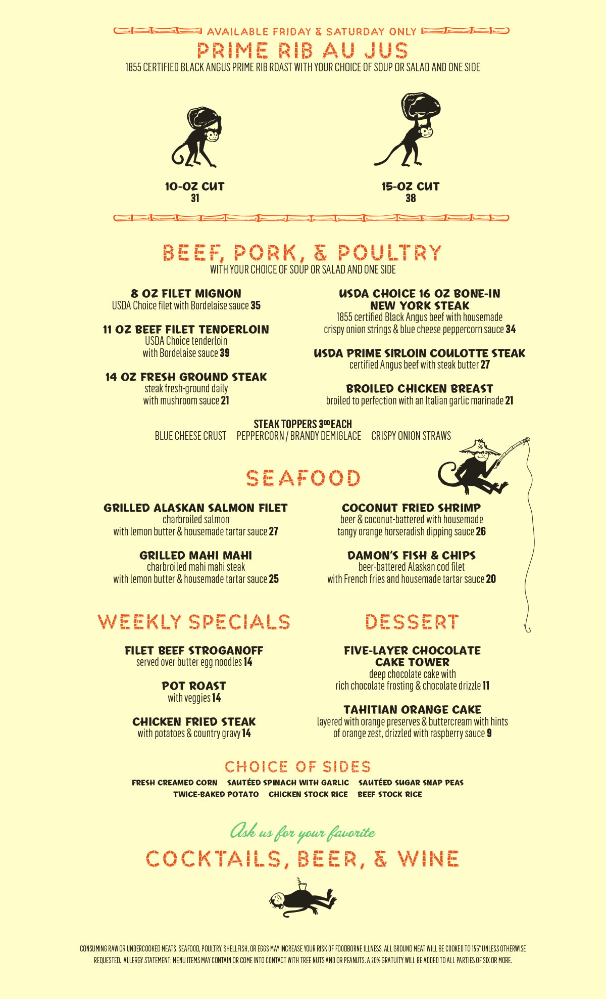 Damon’s OTU dinner menu 2020 pg2 – Damon's
